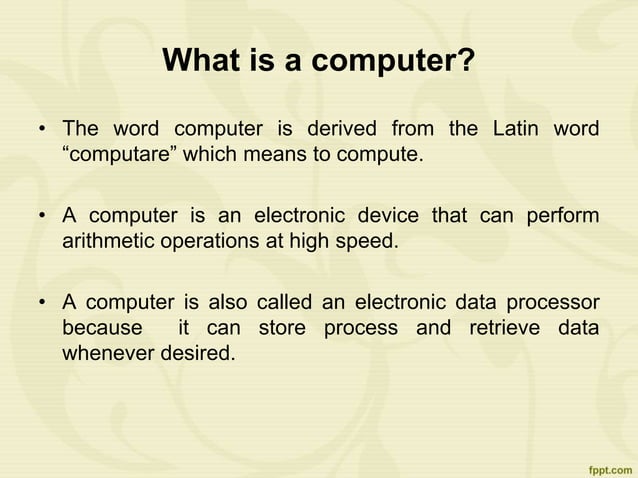 Introduction to Computers Lecture # 1 | PPTX | Computing | Technology & Computing