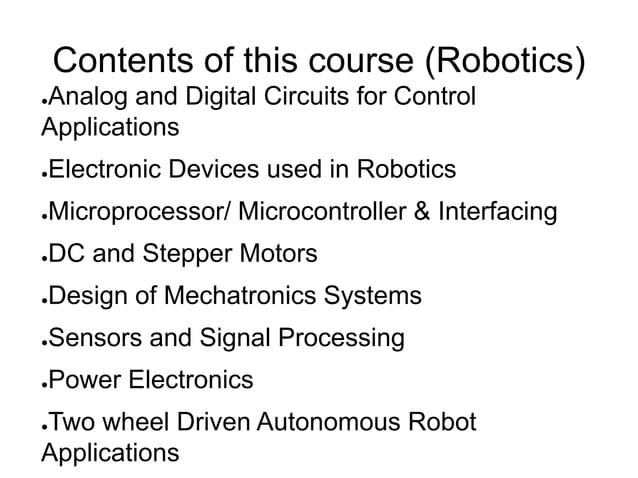 Lecture 1 - Introduction to embedded system and Robotics | PDF ...