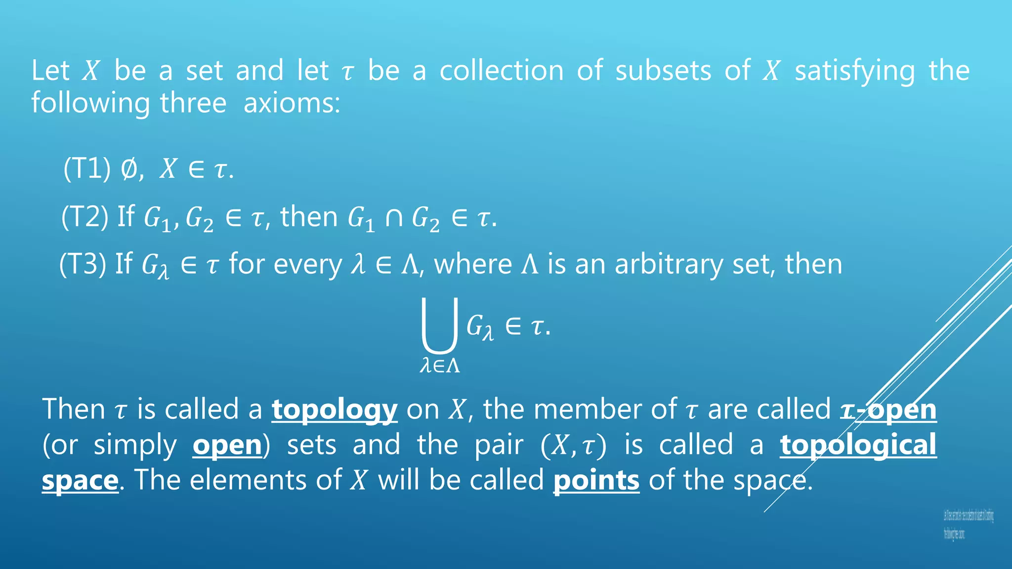 Unit 1: Topological spaces (its definition and definition of open sets ...