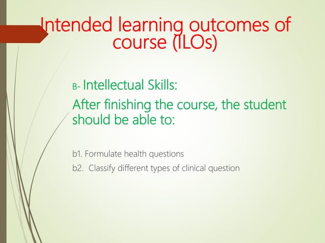 Evidence Based Medicine Master degree Course (Lecture 1): Formulation ...