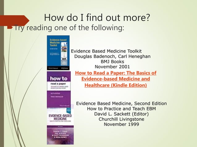 Evidence Based Medicine Master degree Course (Lecture 1): Formulation ...