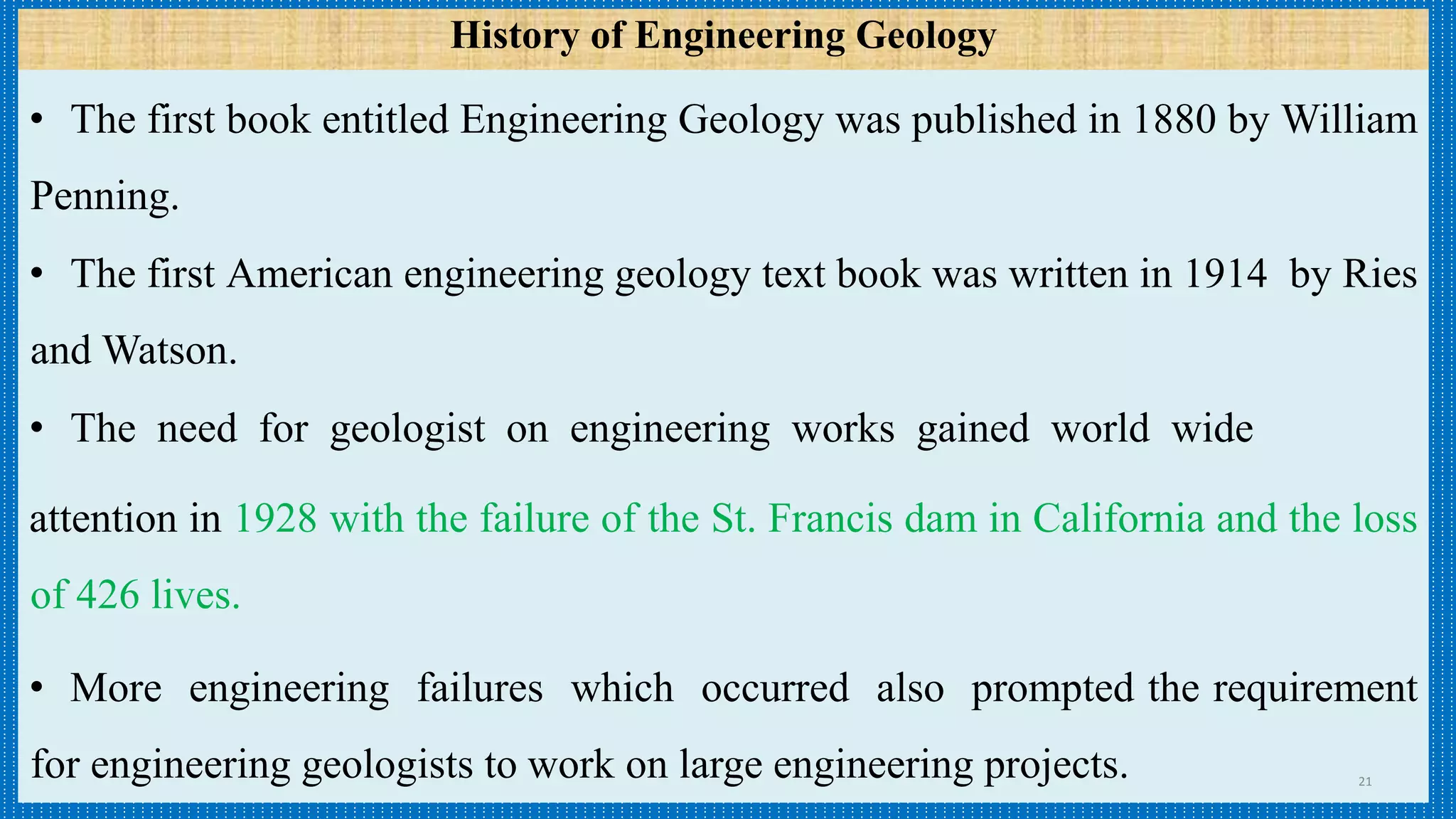 Engineering Geology Lecture 1 | PPTX | Civil Engineering Industry | Industries