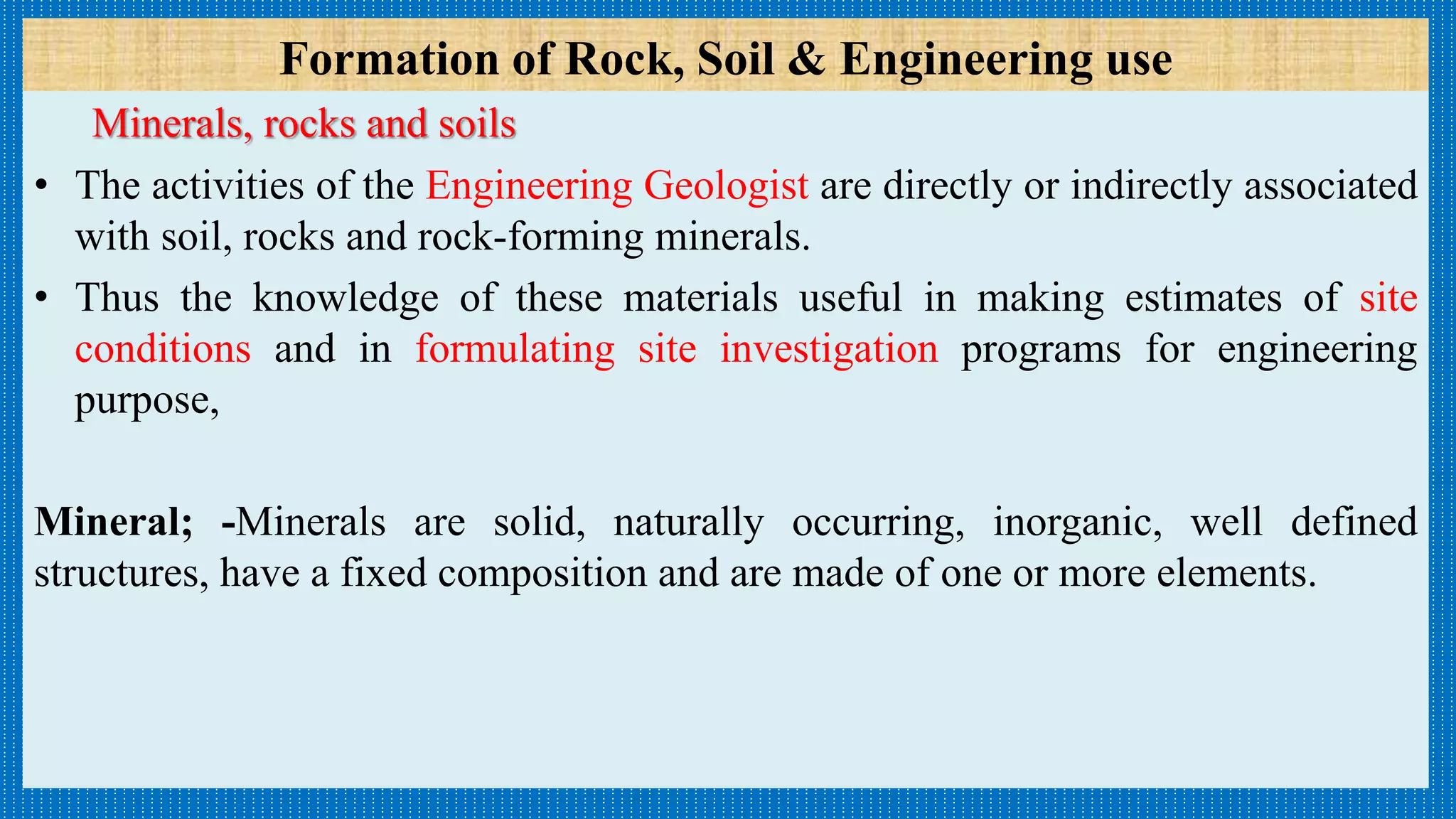 Engineering Geology Lecture 1 | PPTX | Civil Engineering Industry | Industries