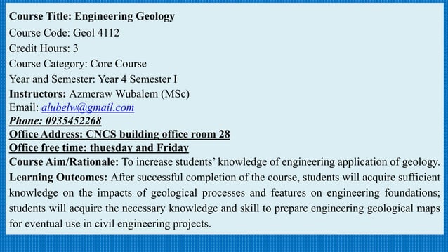 Engineering Geology Lecture 1 | PPTX | Civil Engineering Industry | Industries