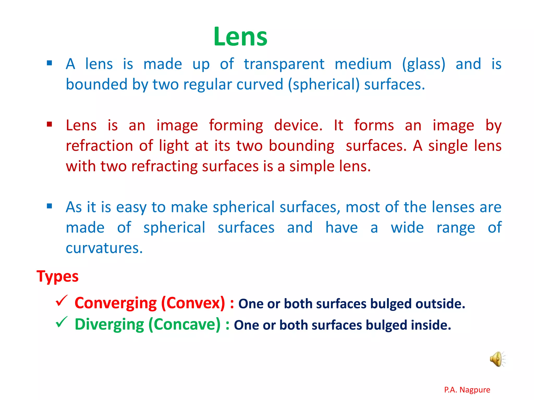 Lecture 1: Basics of Lenses and Terminologies | PPTX