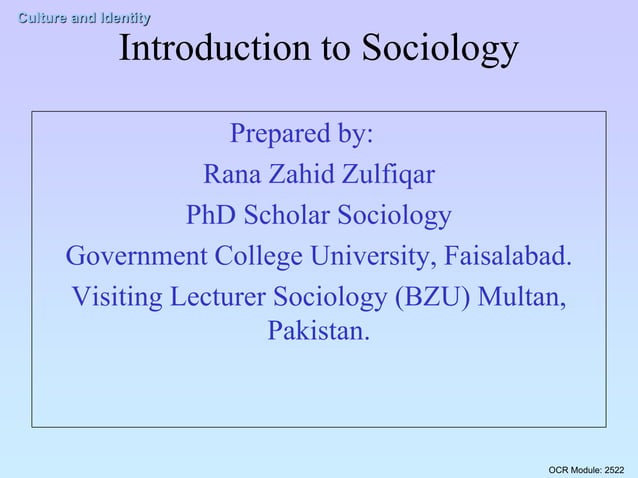 Lecture 1. Introduction to Sociology | PPT