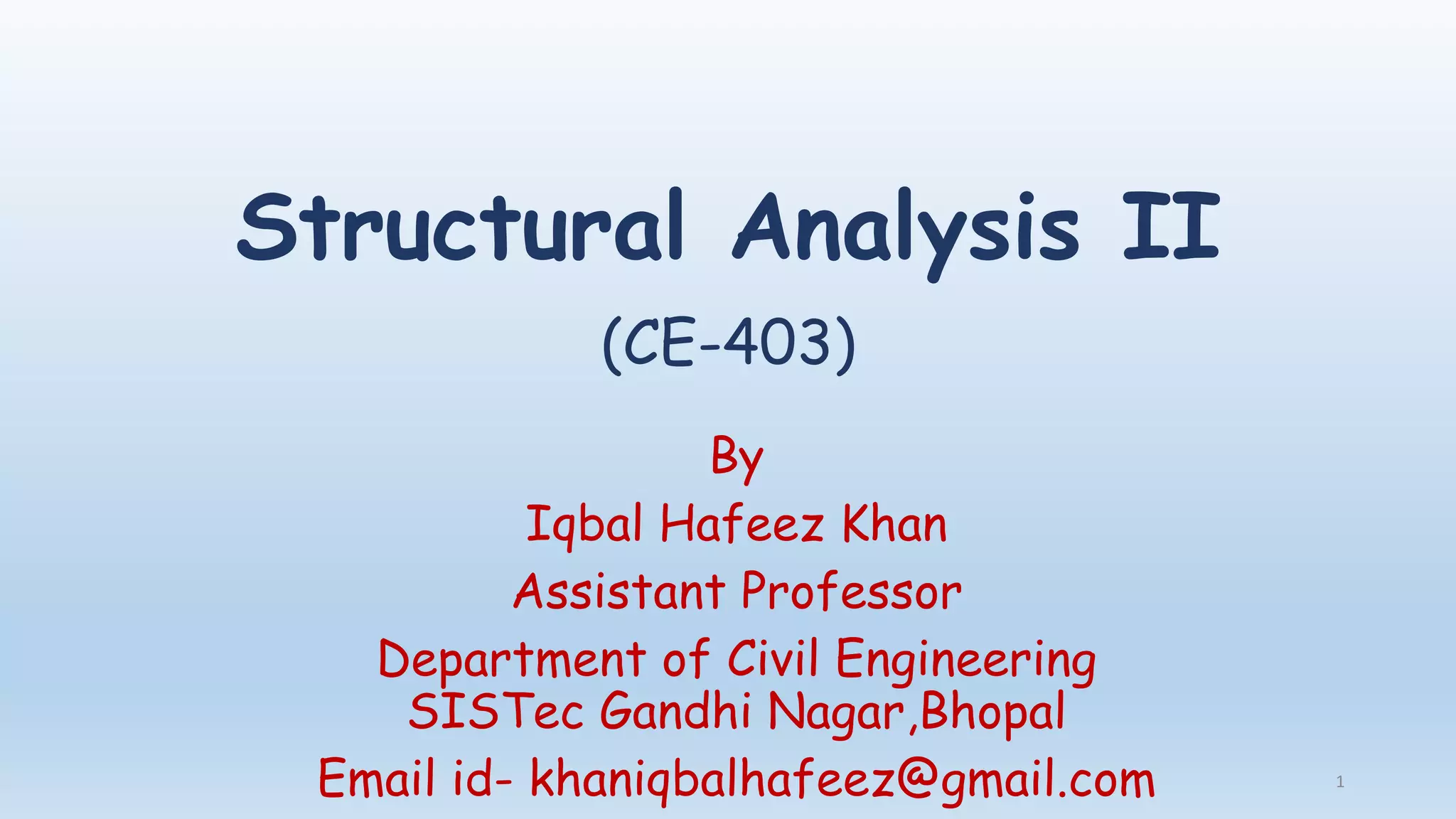 Lecture 1 (Introduction to Structural Analysis II) | PDF