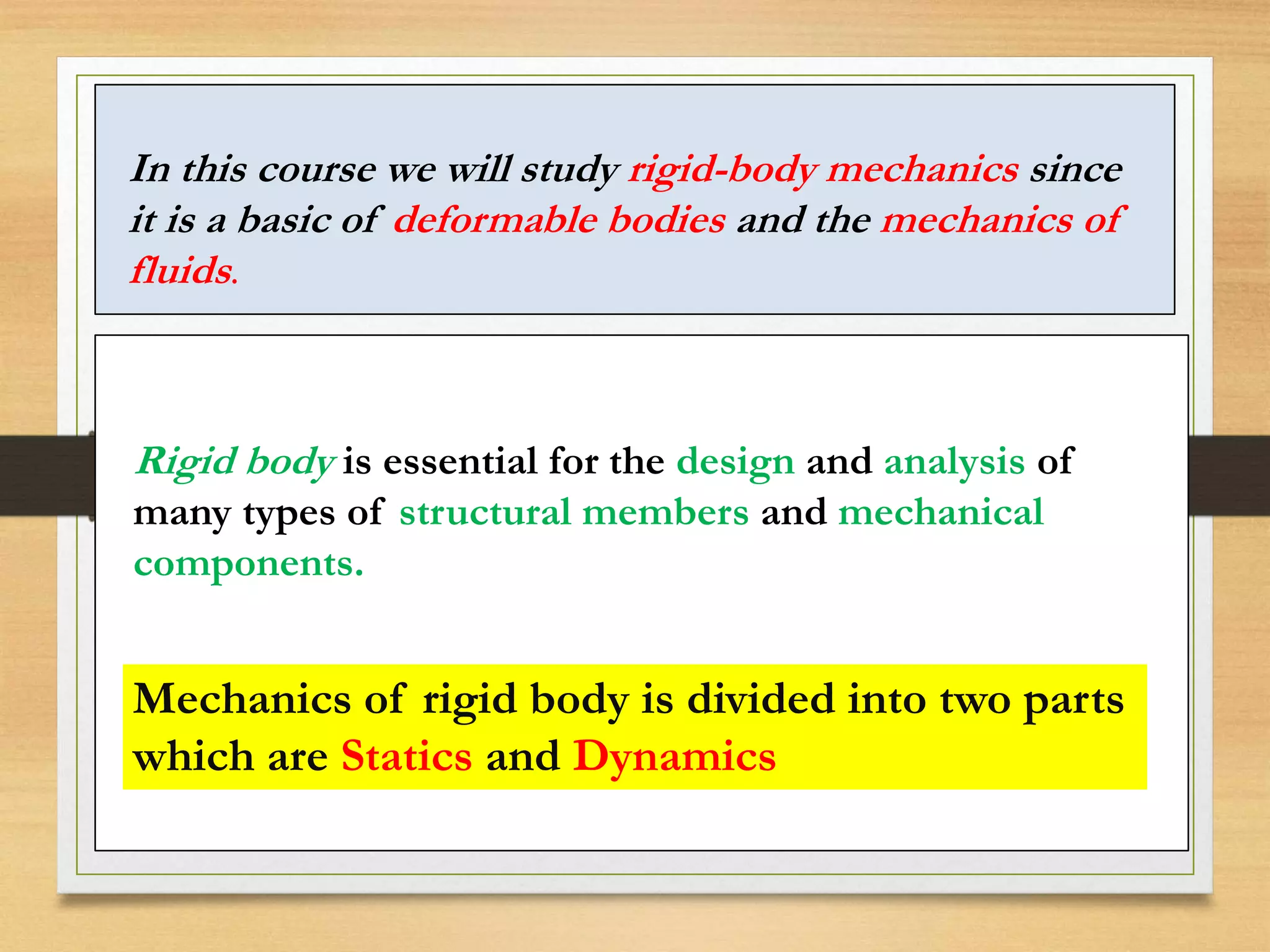 Lecture 1 Introduction to statics Engineering Mechanics hibbeler 14th edition | PPTX