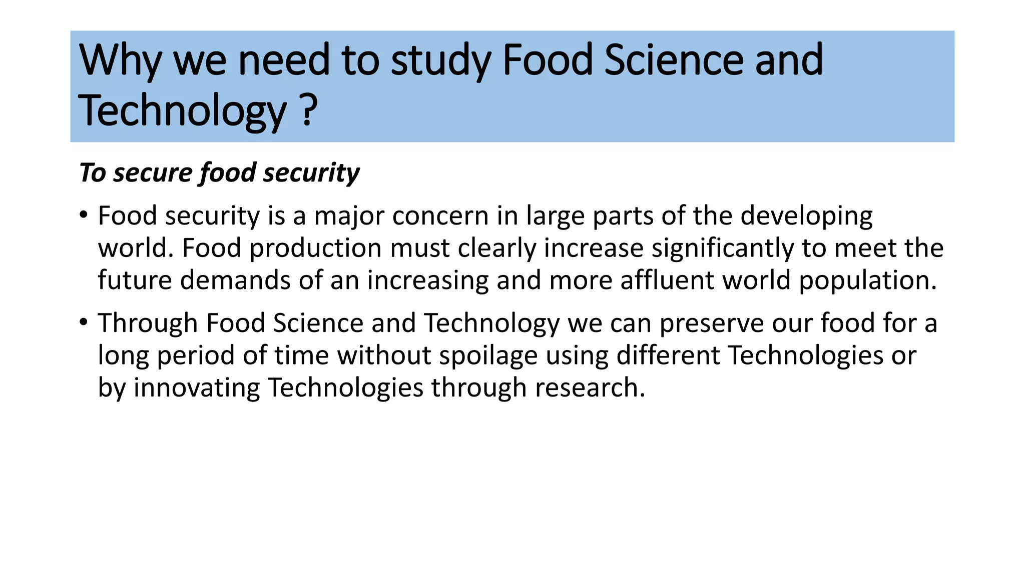 Lecture 1 introduction to food science and technology | PPTX | Food Industry | Industries