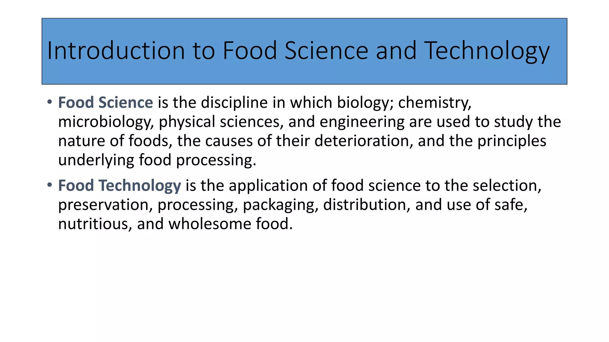 Lecture 1 introduction to food science and technology | PPTX
