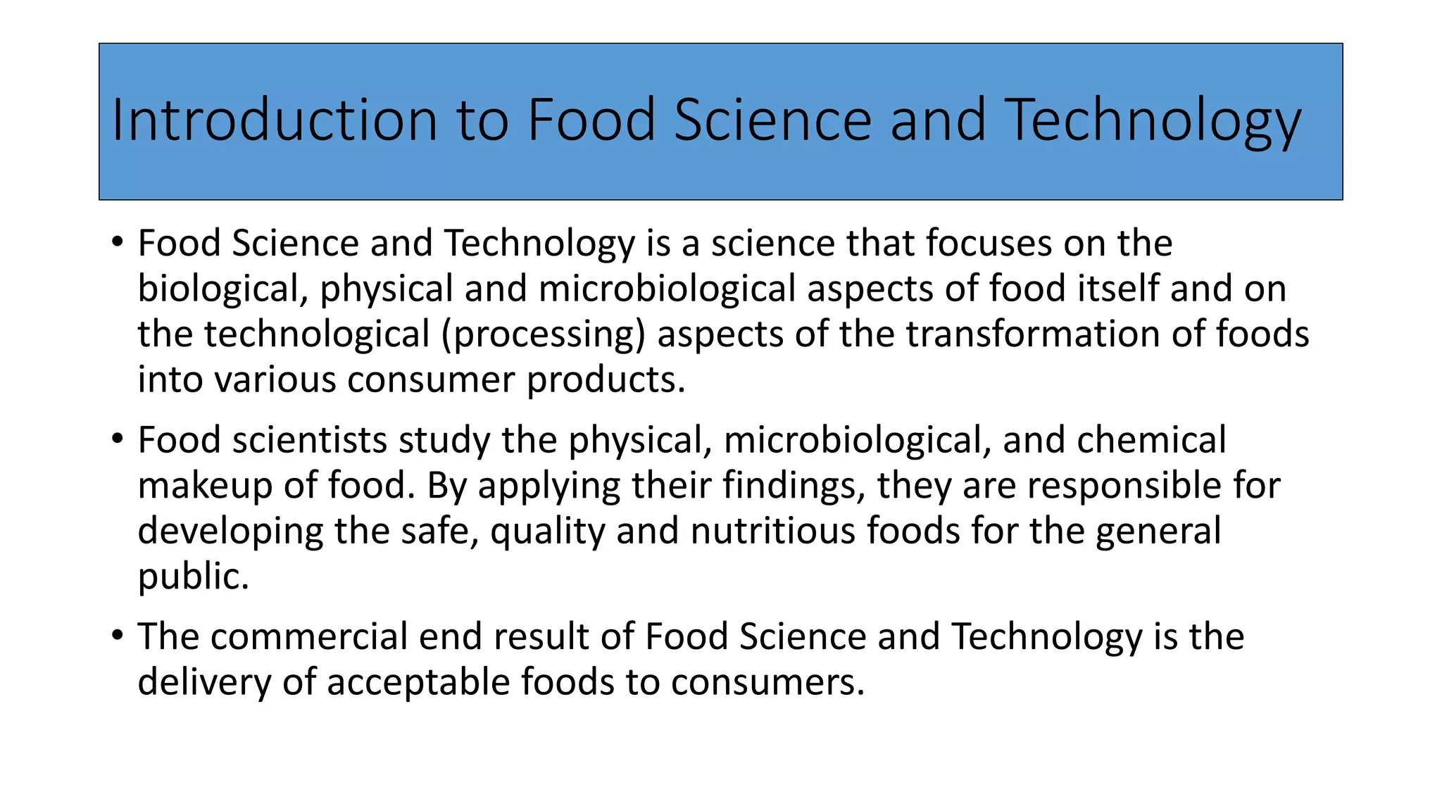 Lecture 1 introduction to food science and technology | PPTX