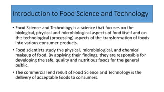 Lecture 1 introduction to food science and technology | PPTX
