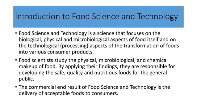 Lecture 1 introduction to food science and technology | PPTX | Food ...