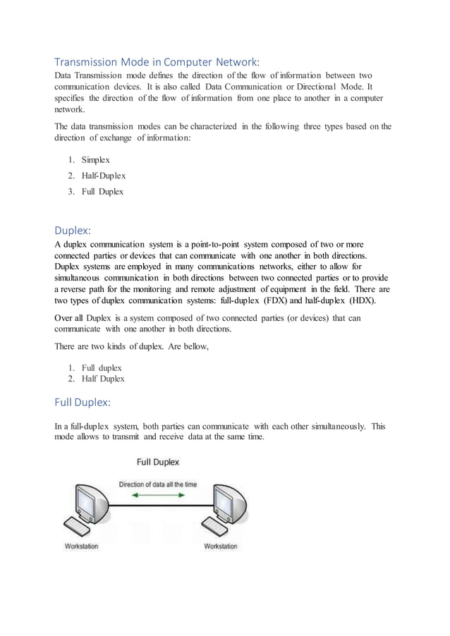 Lecture1 (Transmission Mode in Computer Network) | DOCX