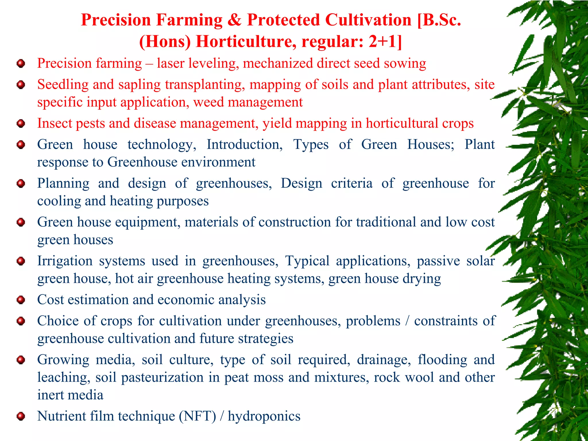 Protected Cultivation and Secondary Agriculture (Introduction) | PDF