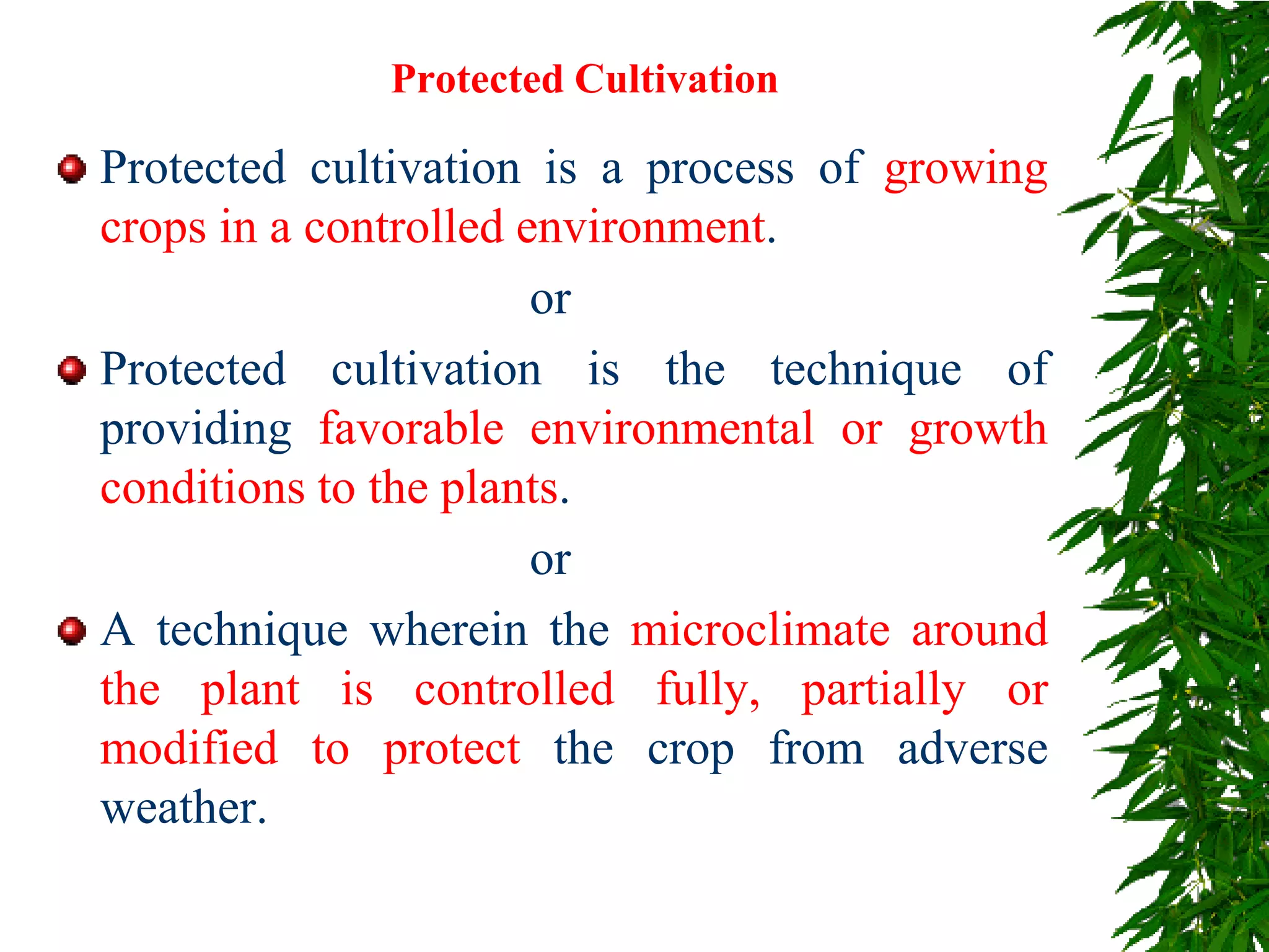 Protected Cultivation and Secondary Agriculture (Introduction) | PDF