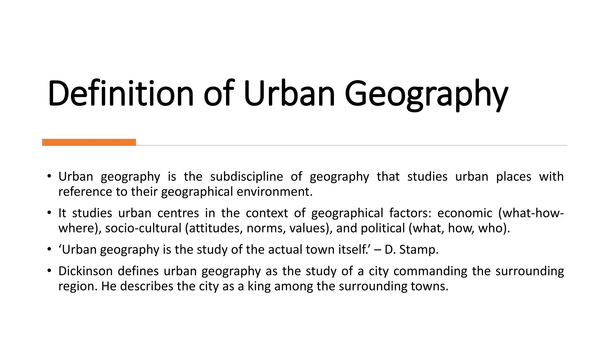 urban geography is the subdisciple of geography | PPTX