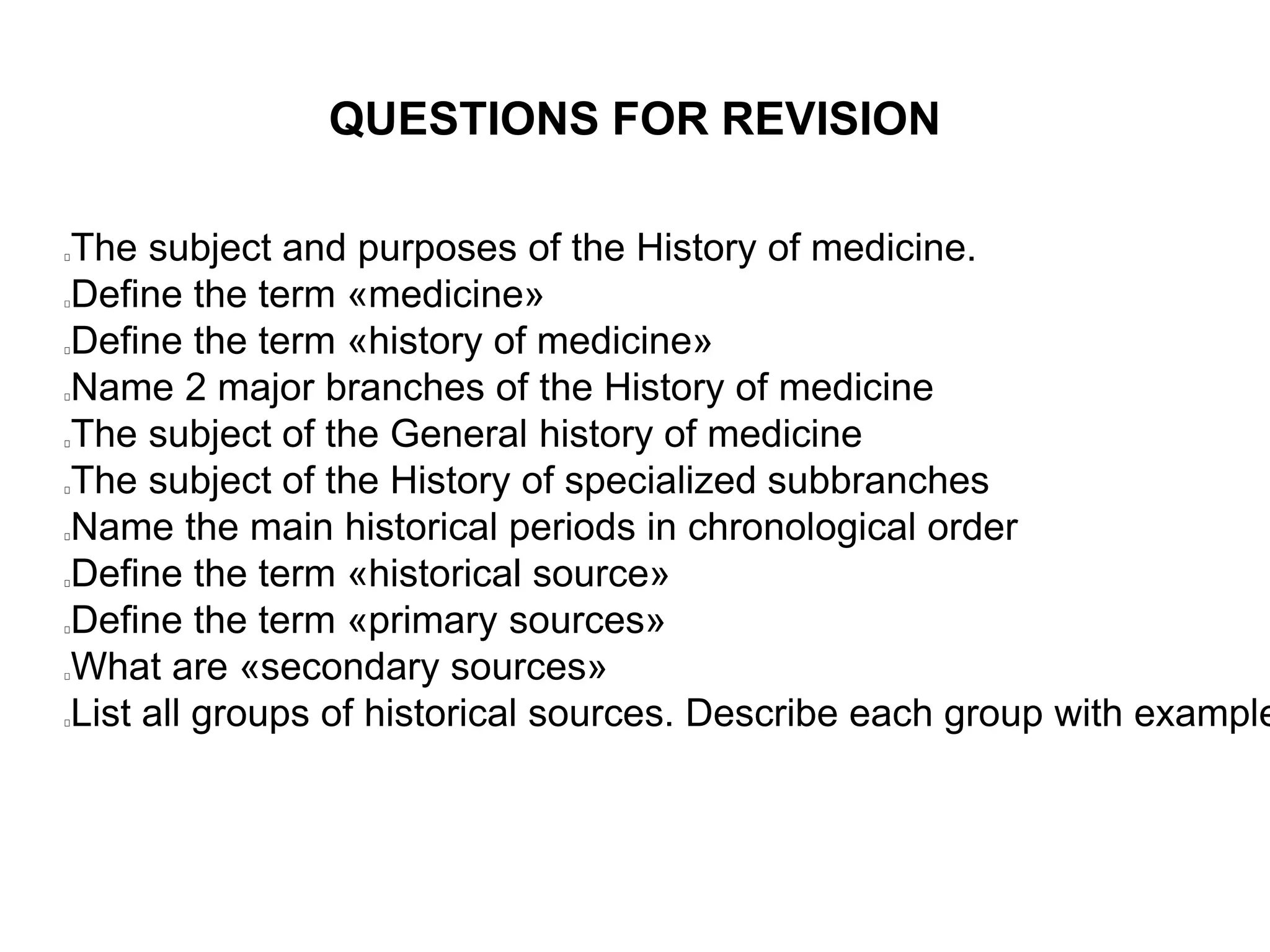 HISTORY OF MEDICINE AS SCIENCE AND SUBJECT FOR STUDY PREHISTORIC ...