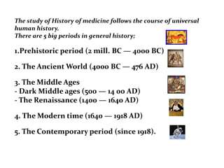 HISTORY OF MEDICINE AS SCIENCE AND SUBJECT FOR STUDY PREHISTORIC ...