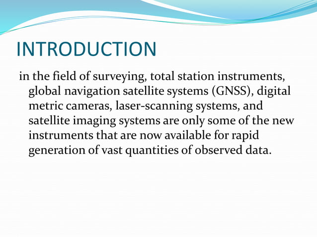 lecture{1} spatial data adjustment advanvc | PPT