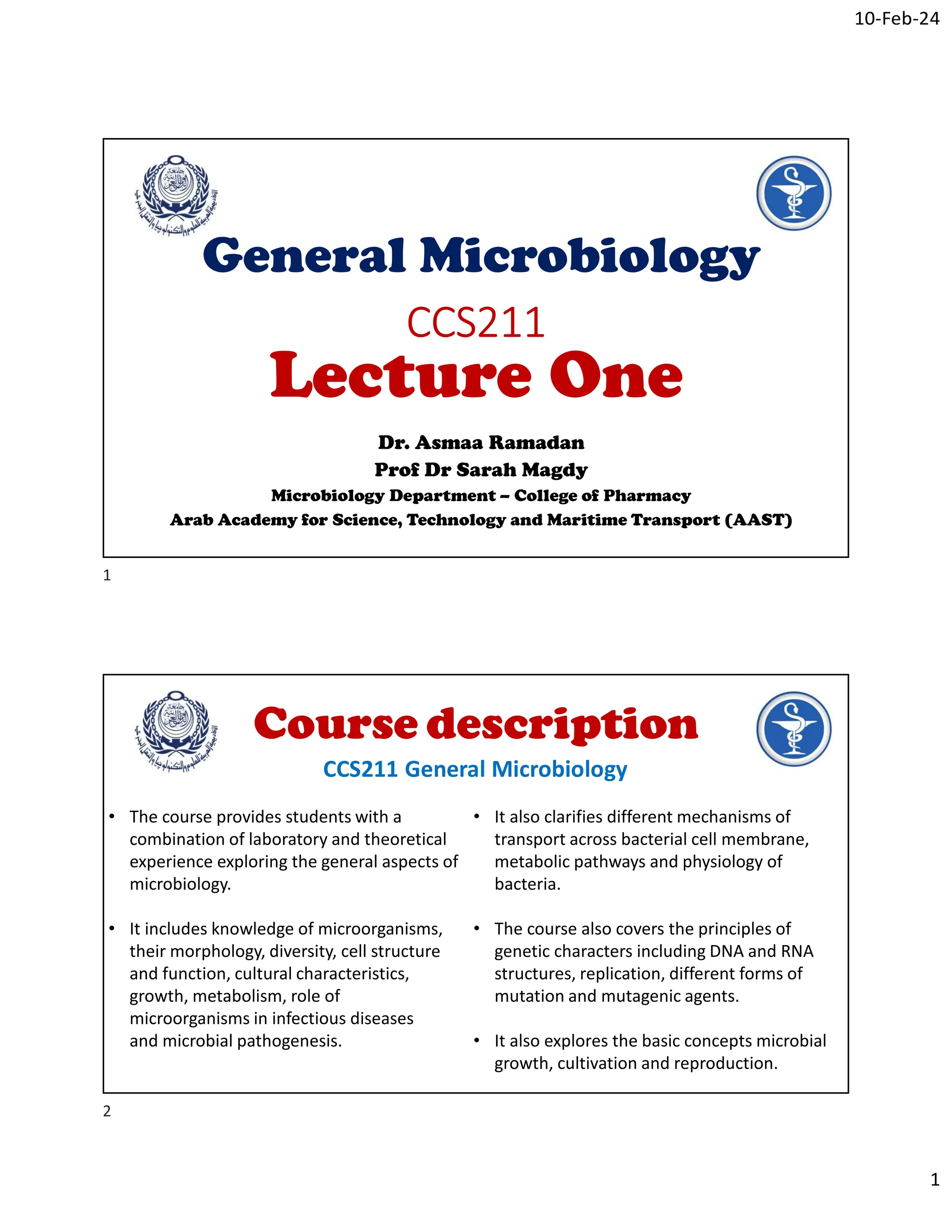 General microbiology lecture 1 and bacteria | PDF