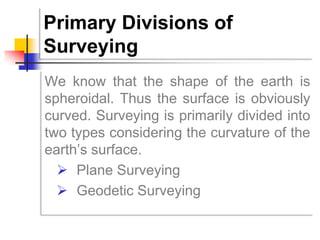 Introduction to Surveying and its classification | PDF