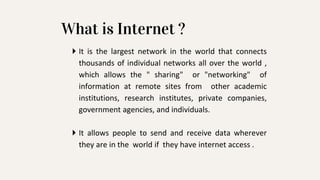 Internet Ecommerce Introduction to Internet | PPT