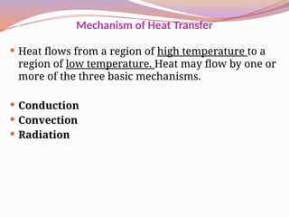 some basic mechanisms of concept of heat transfer | PPTX