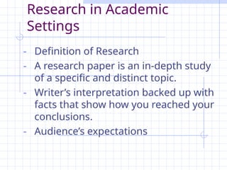 Presentation one: academic research writing.ppt