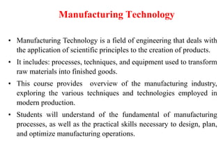 Manufacturing technology Engineerung material | PDF