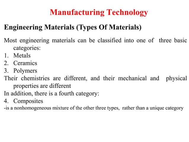 Manufacturing technology Engineerung material | PPT