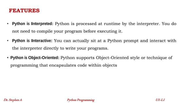 Introduction to Python Programming - Lecture 1 | PPT