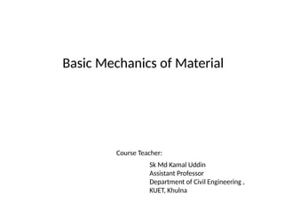 Basic mechanics of solids for civil engieering | PPT