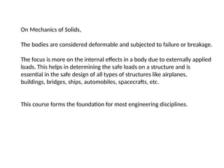 Basic mechanics of solids for civil engieering | PPTX