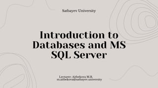 Short preview of Introduction to Databases and MS SQL Server course | PPT