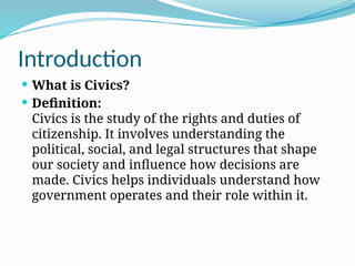 Civic responsibilities and citizens role in a society. | PPTX