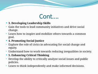 Civic responsibilities and citizens role in a society. | PPTX