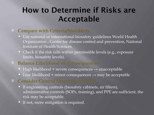 Introduction to biosafety and Risk management | PPTX