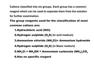 lecture 1.pptx qualitative analysis of cation | PPTX