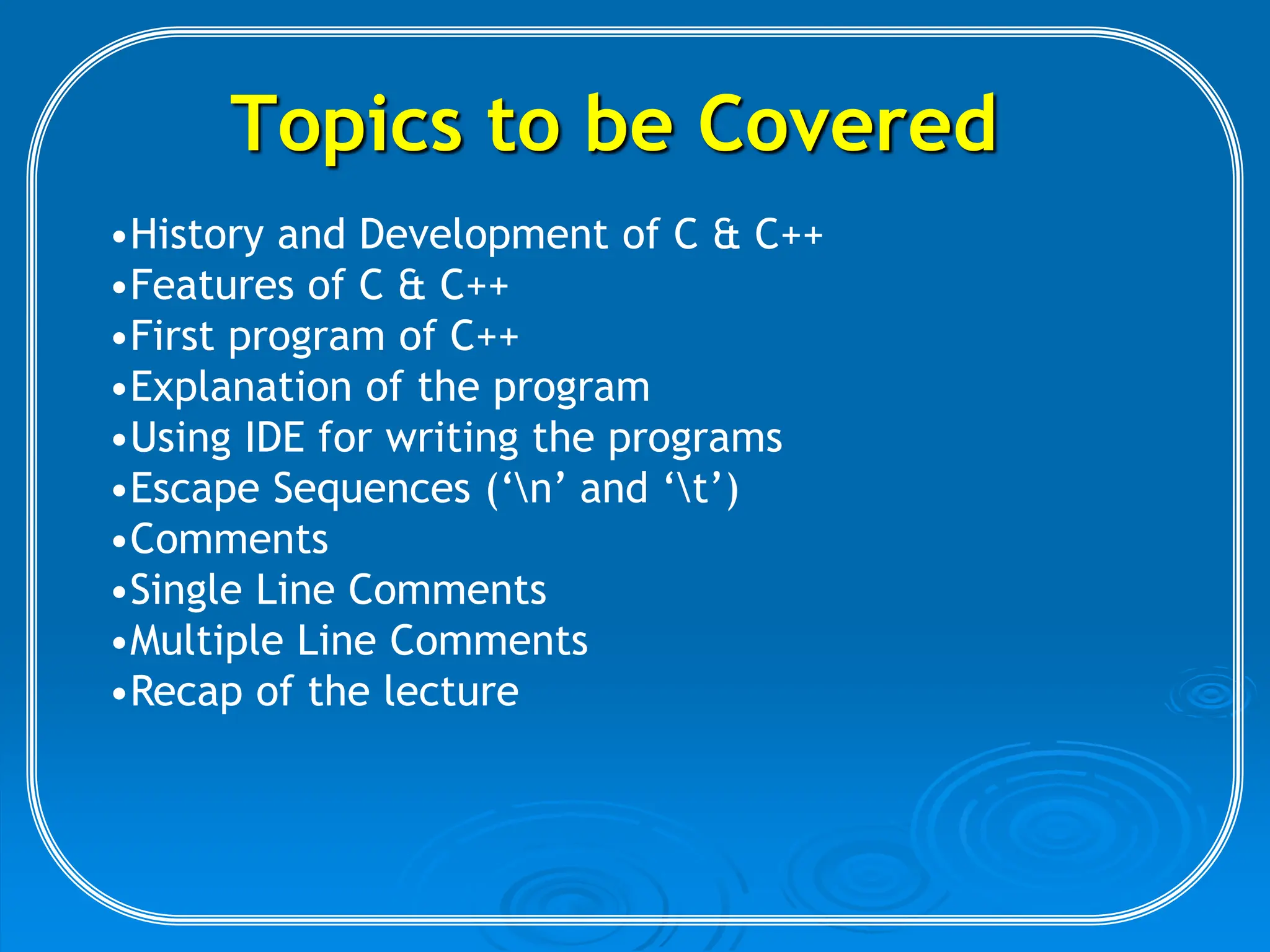 C Programming Language Lecture 1 3ppt Programming Languages 0886