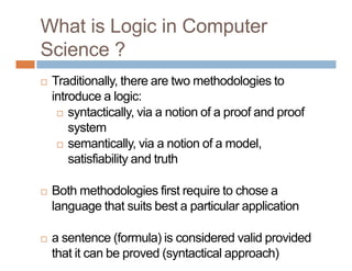 Lecture 1-3-Logics-In-computer-science.pptx | Programming Languages | Computing