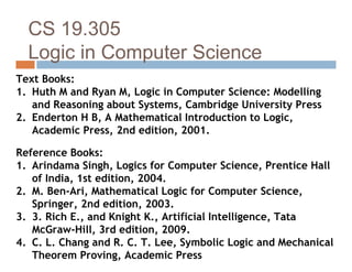 Lecture 1-3-Logics-In-computer-science.pptx | Programming Languages | Computing