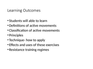 Lecture 1 - Active movements of kinesiology | PPTX