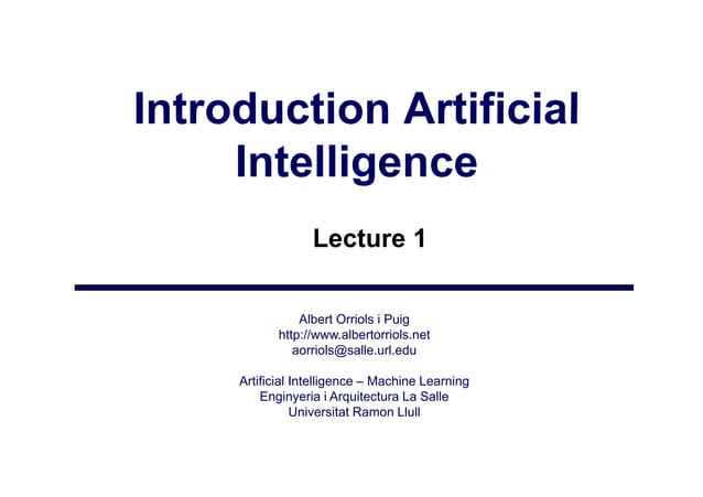 Lecture1 AI1 Introduction to artificial intelligence | PDF | Artificial Intelligence ...