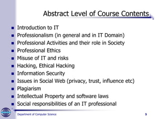 Lecture 1 - Course Orientation PPIT by Dr Rab Nawaz Jadoon | PPT