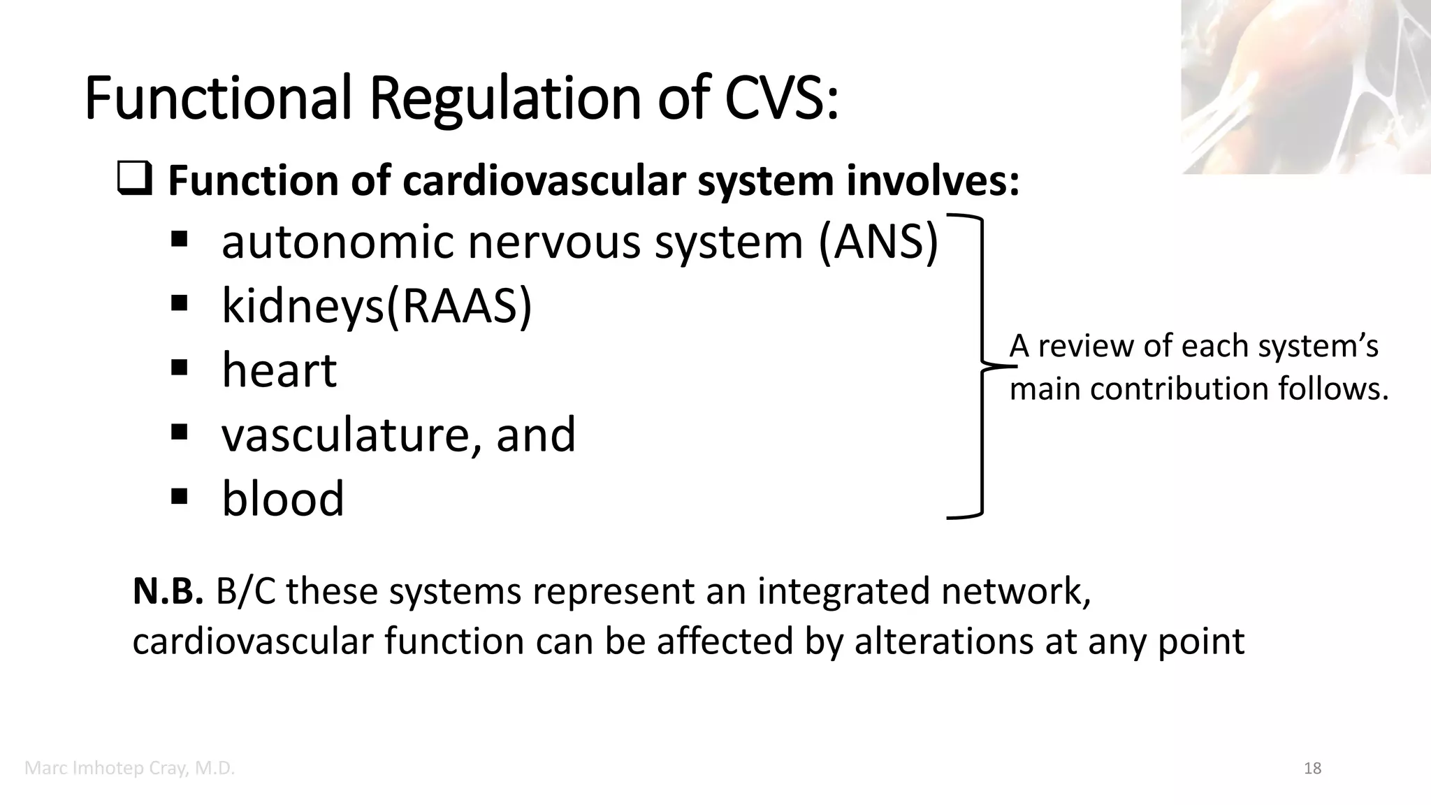 CVS Function, Regulation of the Heart and Overview of Therapeutic Goals ...
