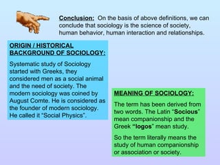 definitions of sociology | PPT