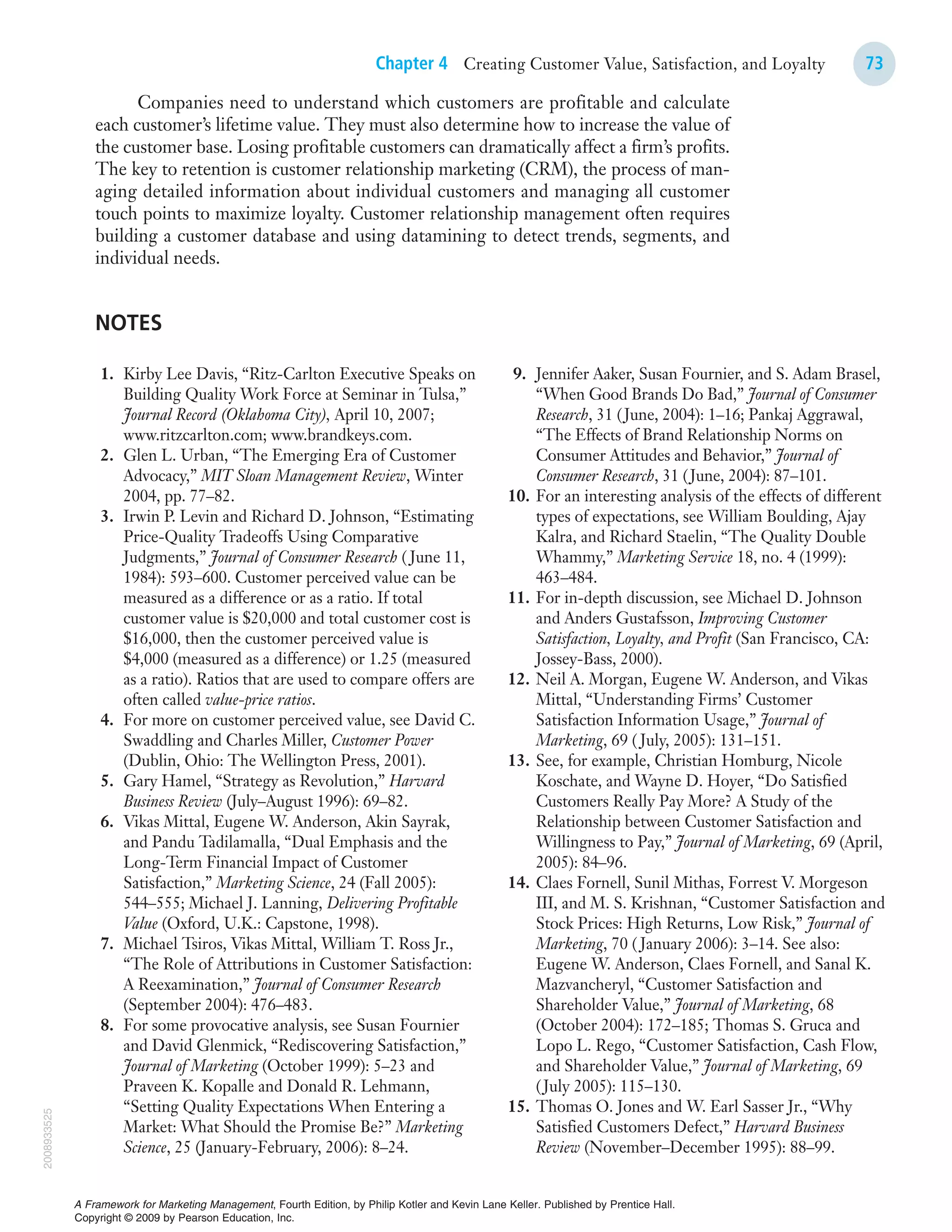 Lecture 1 - Customer Satifaction , Value | PDF