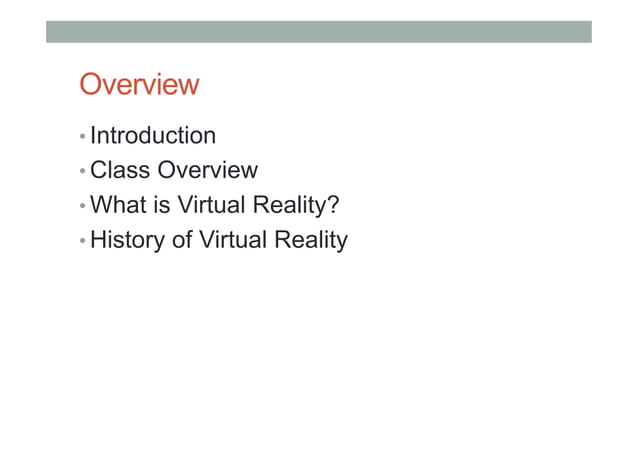 COMP 4010 - Lecture 1: Introduction to Virtual Reality | PDF