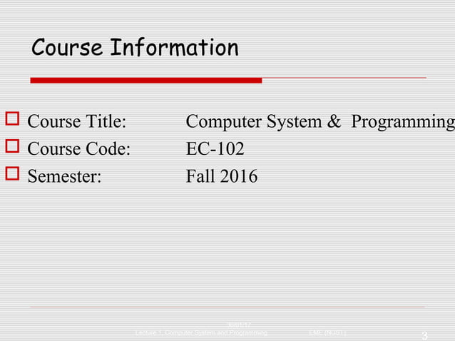 Fundamentals Of Computer System And Programming Ec 105 Ppt